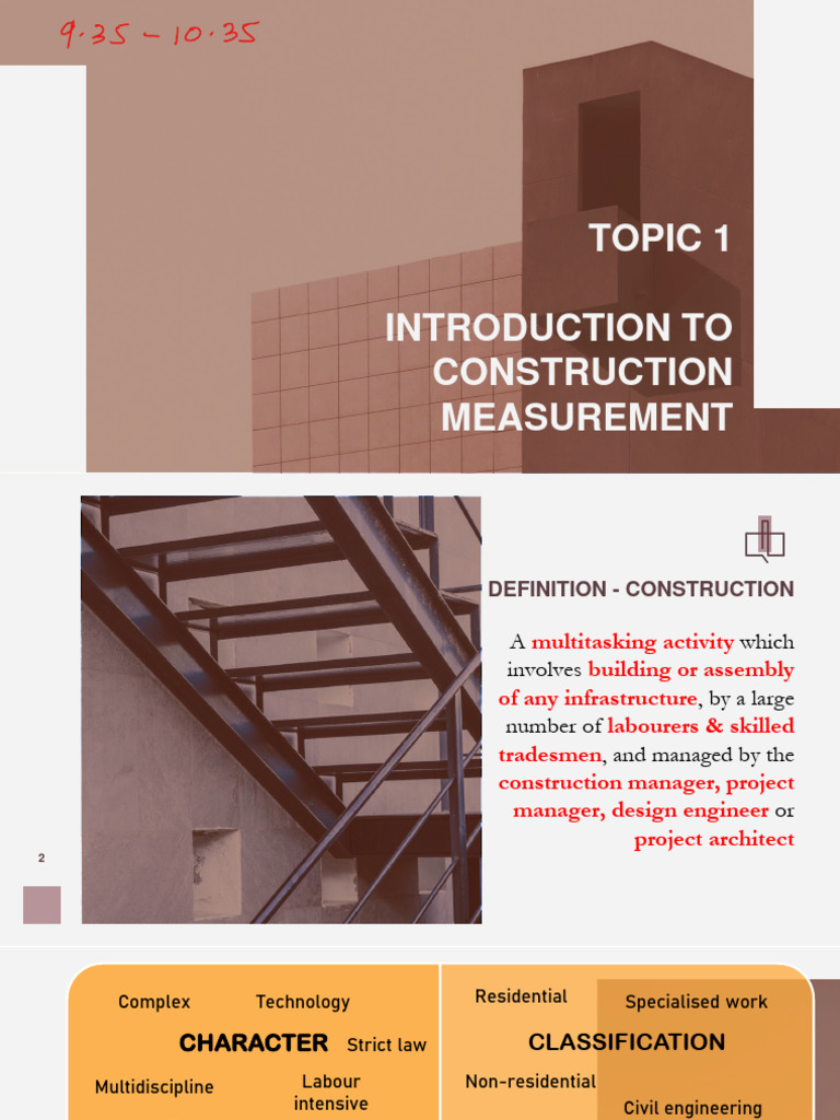 Week 1 - Introduction To Construction Measurement | PDF