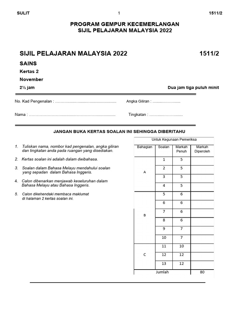 Sains K2 Perlis 2022 | PDF