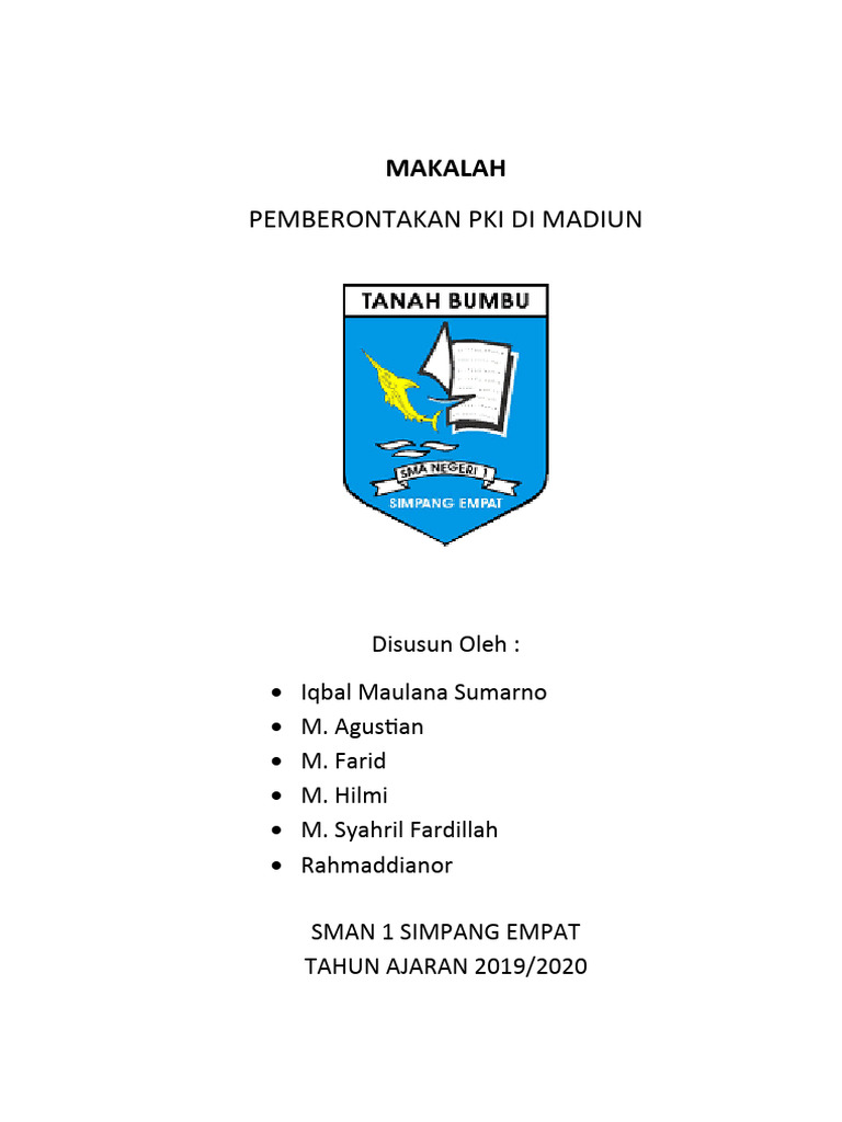 Makalah Pemberontakan Pki Di Madiun | PDF