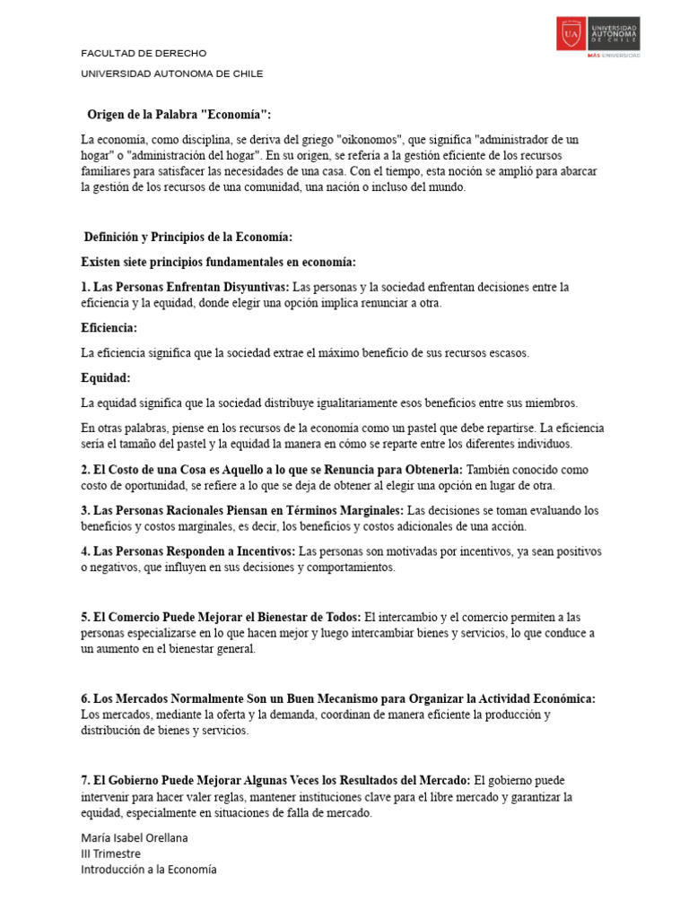 Resumen Economia Prueba 14 Noviembre | PDF | Finanzas y dinero | Ciencias sociales
