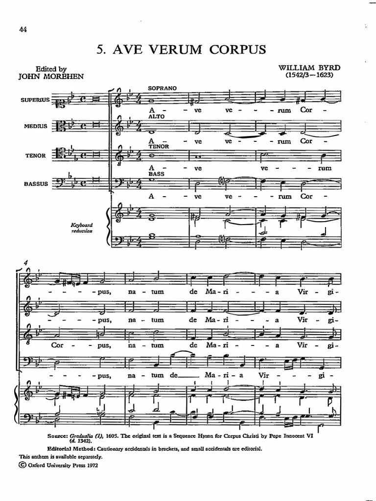 Ave Verum Corpus (William Byrd) | PDF