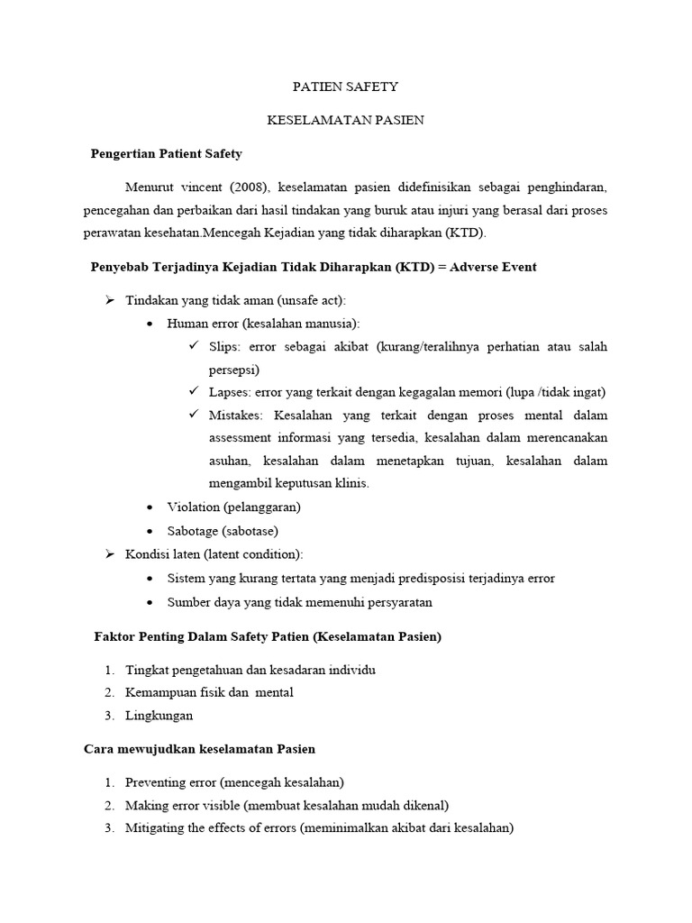 Patien Safety Print Out | PDF