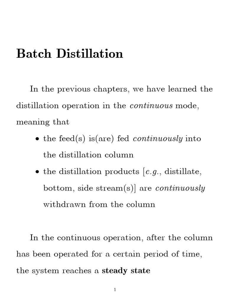 Batch Distillation | PDF | Distillation | Chemistry