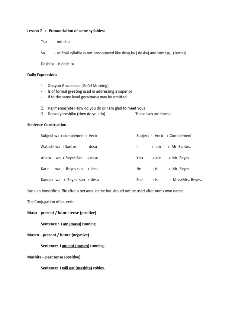 Lesson 7 - Foreign Language | PDF