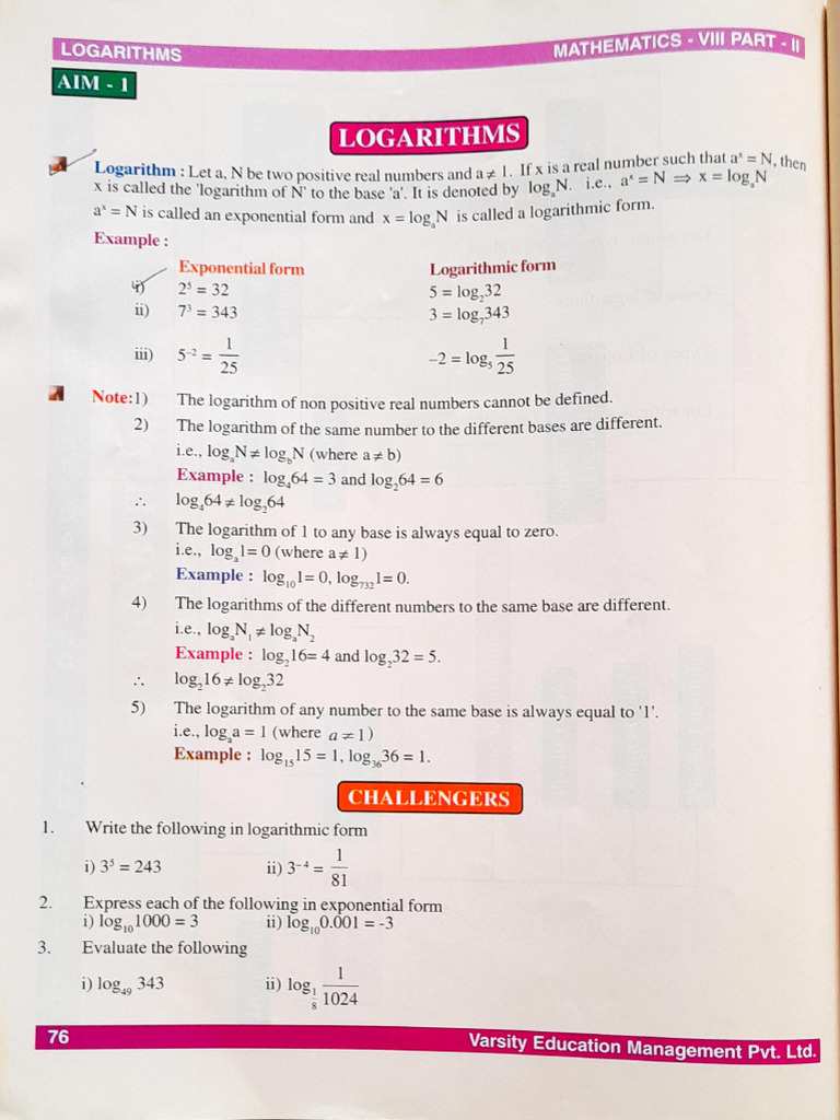 Maths Logarithms | PDF