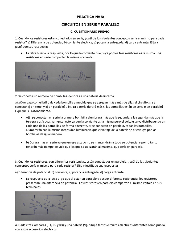 Práctica #3: Circuitos en Serie y Paralelo | PDF | Resistencia Eléctrica y Conductancia | voltaje