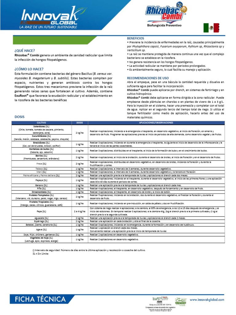 Rhizobac Combi MX | PDF | Ciencia y matemáticas