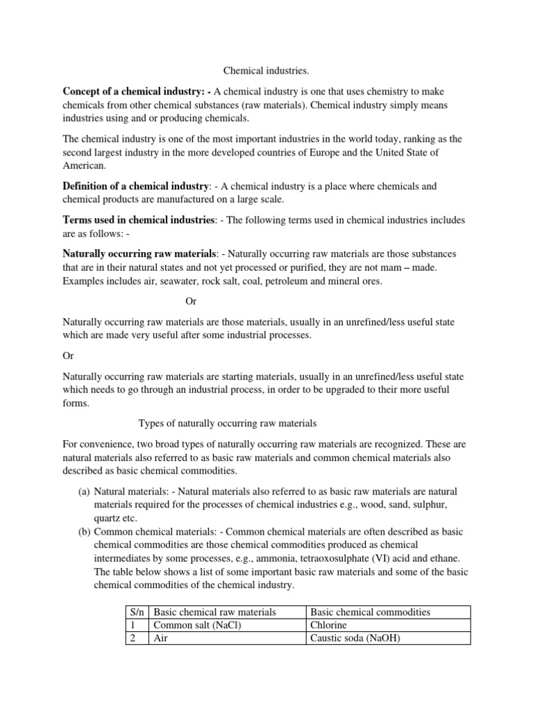Chemical Industry Overview & Raw Materials | PDF | Ore | Recycling
