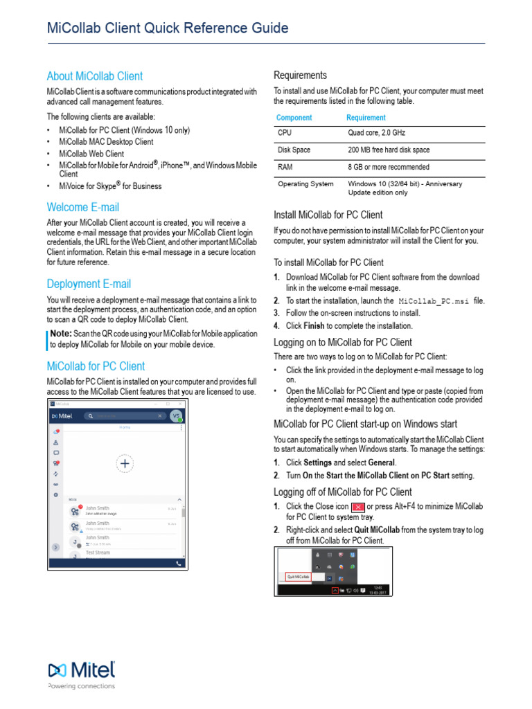 MiCollab Client QRG 7.3 en US | PDF | Computers