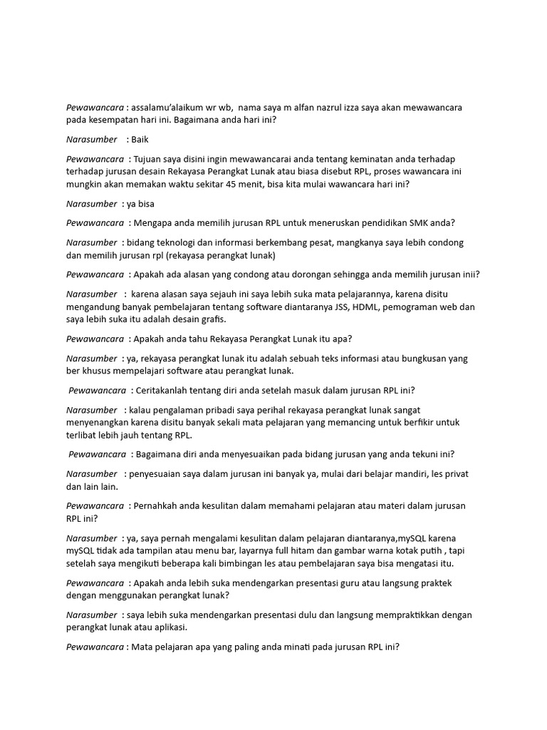 Teks Wawancara | PDF