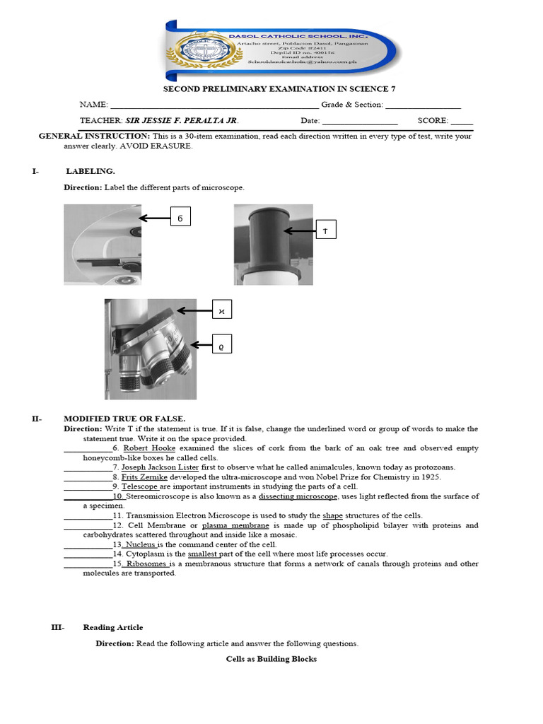 Science 7 Q2 Tos Preliminary | PDF