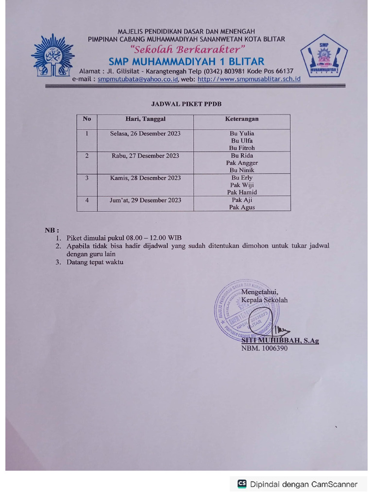 Jadwal Piket PPDB 2023 | PDF