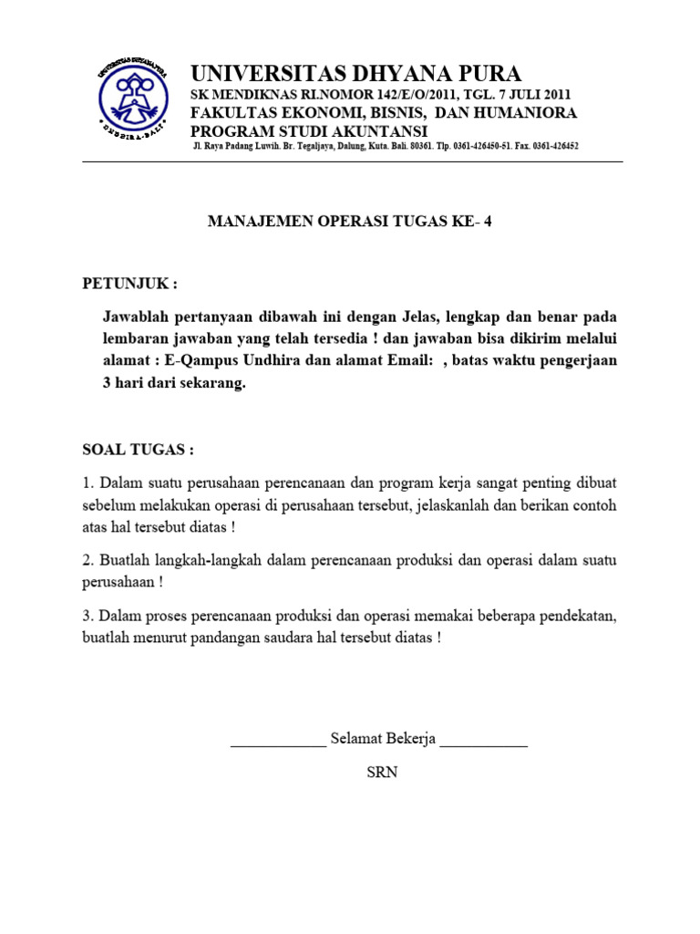 Tugas Manajemen Operasi | PDF