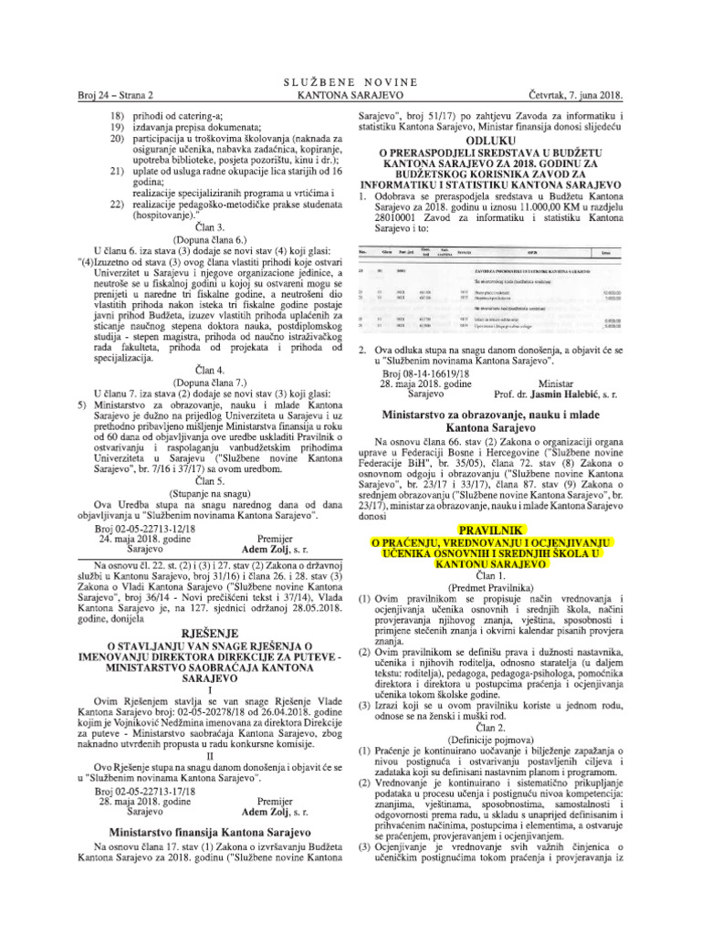 Pravilnik o Pracenju Vrednovanju I Ocjenjivanju Ucenika Osnovnih I Srednjih Skola U Kantonu ...