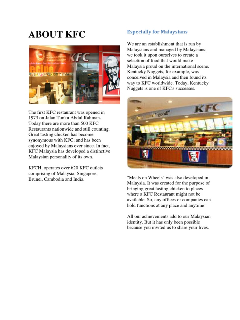 About KFC: Especially For Malaysians | PDF | Hazard Analysis And ...