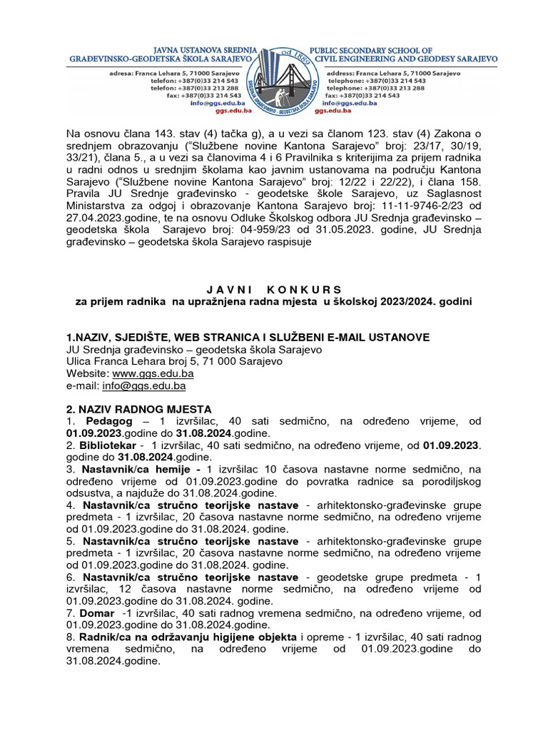 Konkurs Jun Skolska 2023 2024 | PDF