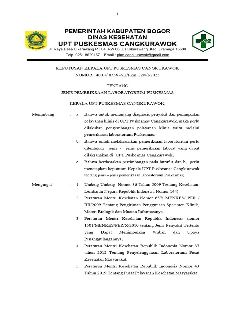 0356 - SK Jenis Pemeriksaan Laborat | PDF | Sains & Matematika
