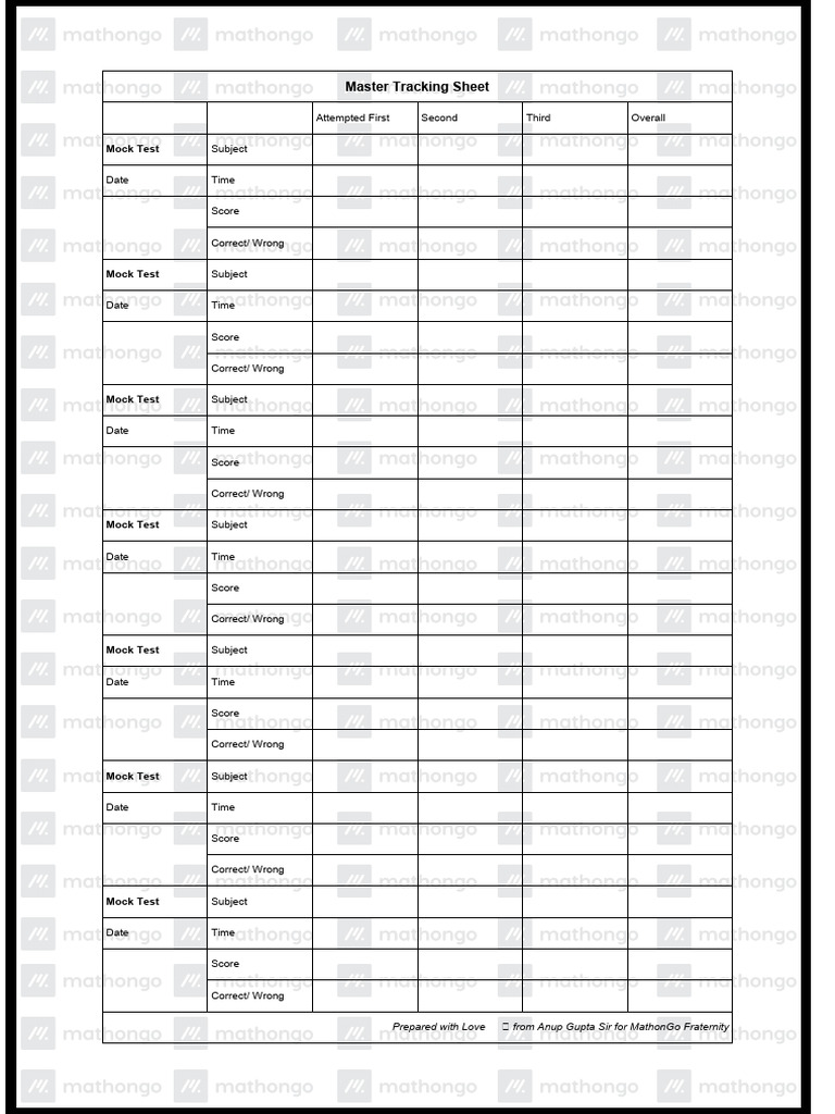 Mock Test Tracking Sheet | PDF | Language Arts & Discipline