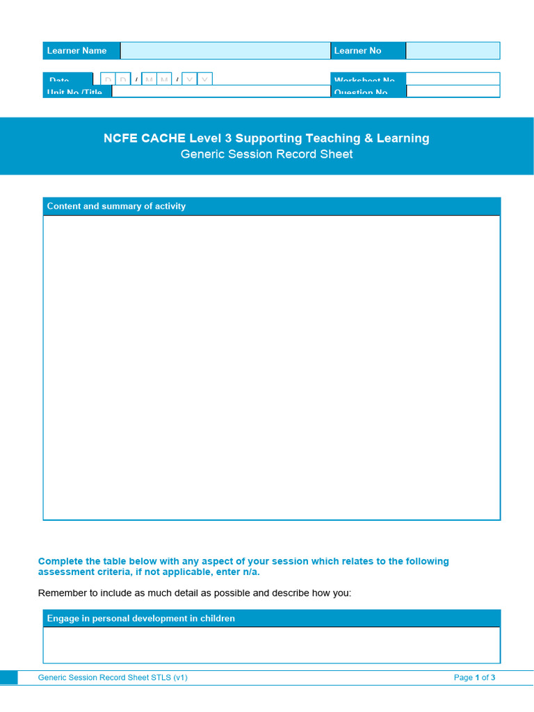 Session Record Sheet for STLS | PDF | Business
