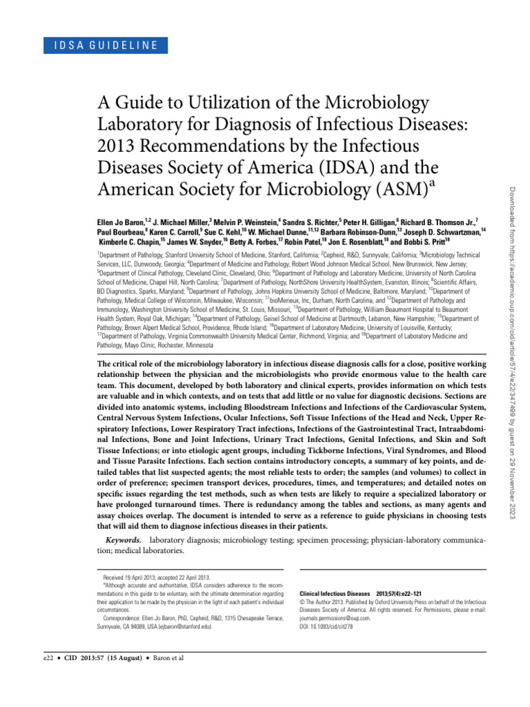 Clinical Microbiology Guide IDSA 2023 | PDF