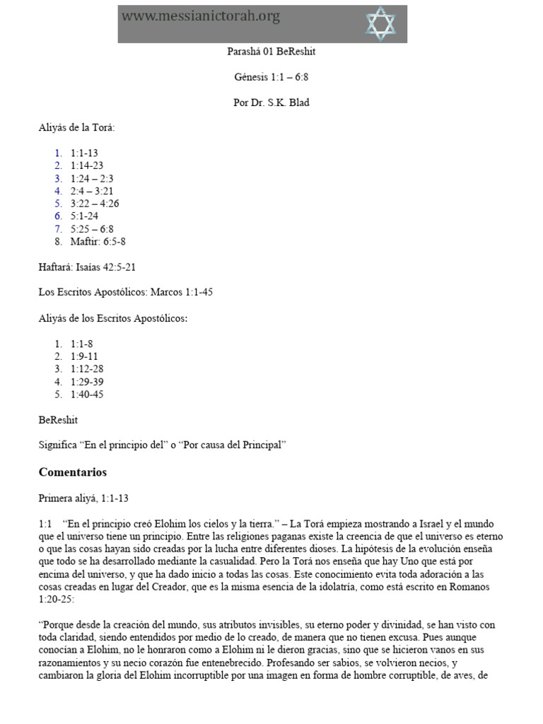 Parashá 01 BeReshit | PDF