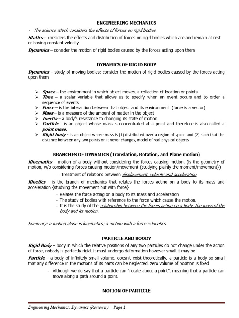 Dynamics of Rigid Bodies Overview | PDF