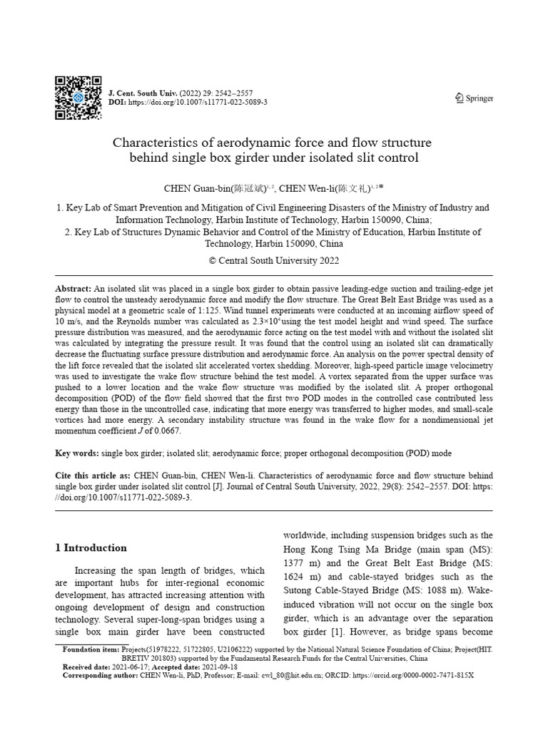 Characteristics of Aerodynamic Force and Flow Structure Behind Single ...