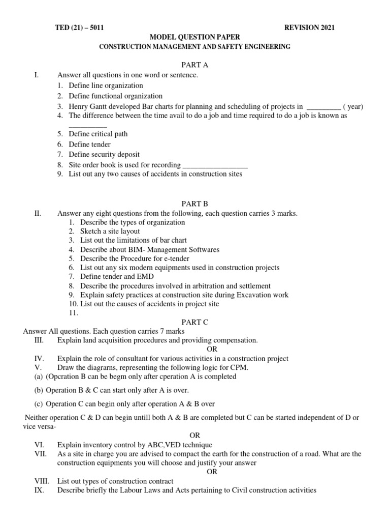 Ted (21) - 5011 Revision 2021 Model Question Paper | PDF