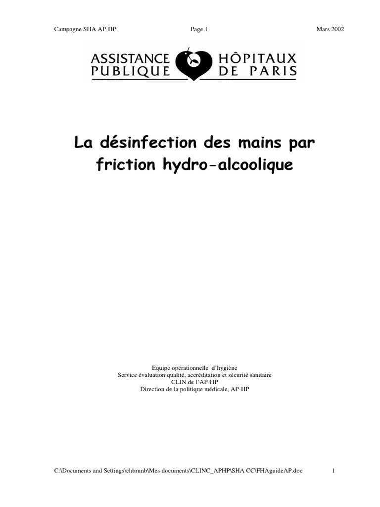 Désinfection des mains par friction SHA | PDF