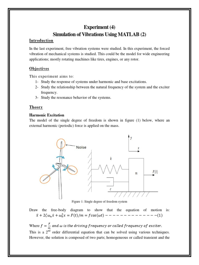 Simulation of Vibrations Using MATLAB | PDF