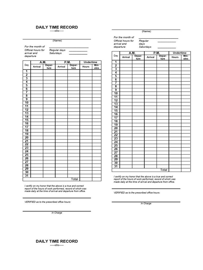 Appendix 24 - Daily Time Record (DTR) | PDF
