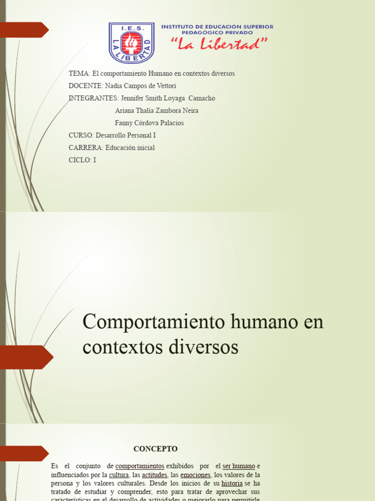 Comportamiento Humano en Contextos DiversosSSS | PDF | Comportamiento | Comportamiento humano