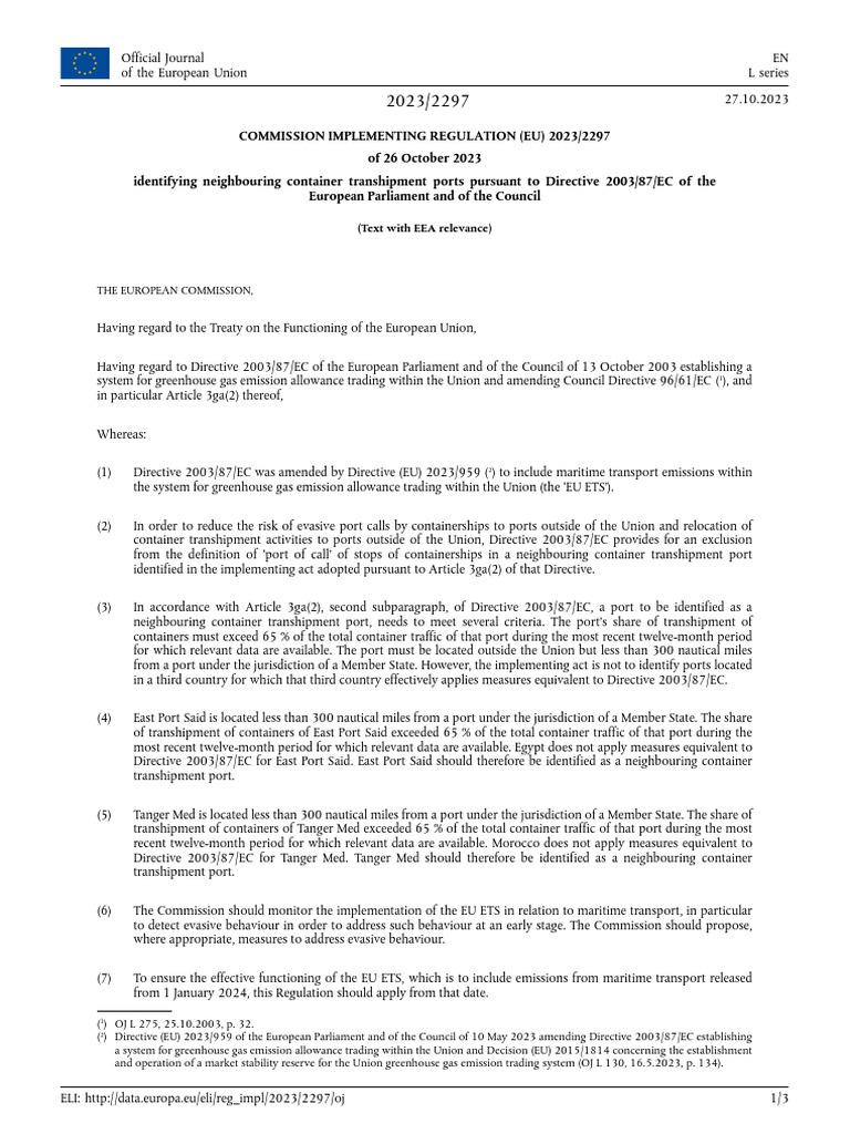 Commission Implementing Regulation 20232297 | PDF