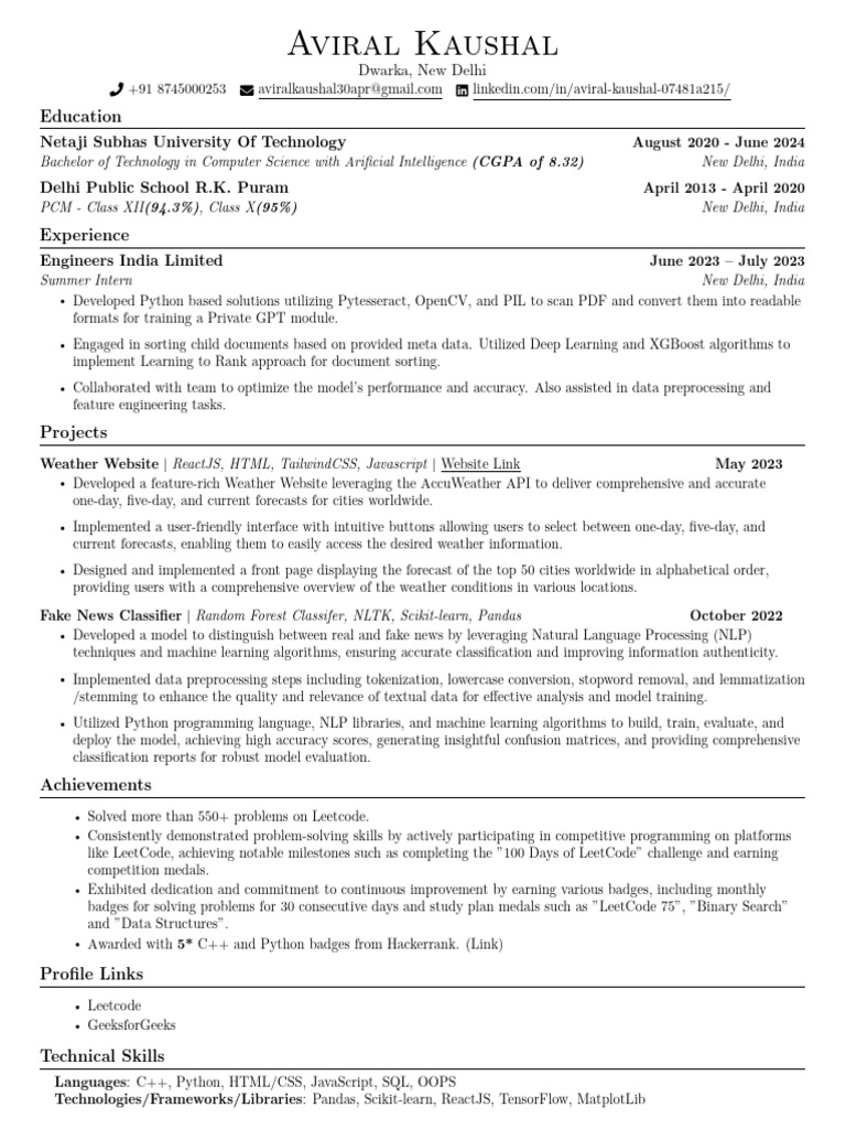 Aviral ResumeFinal | PDF