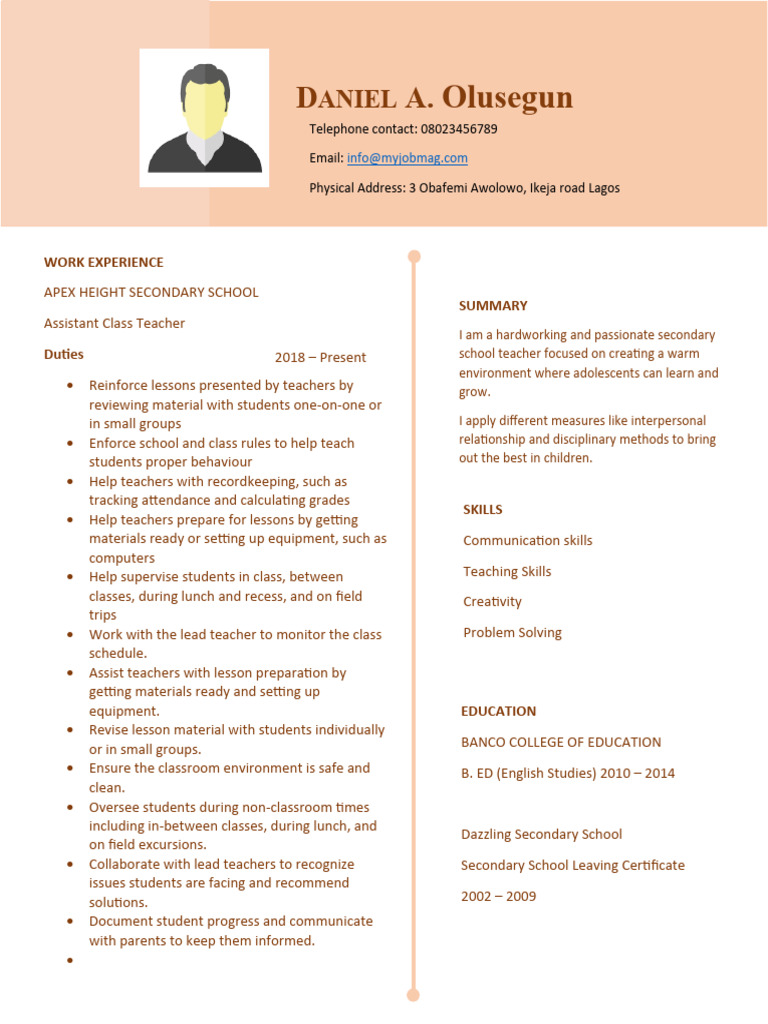 Myjobmag Teachers Entry Level CV | PDF | Career & Growth