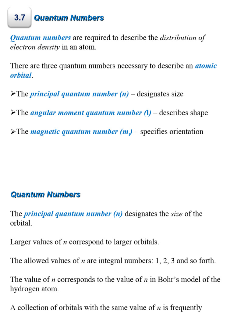 Quantum Numbers 2 | PDF