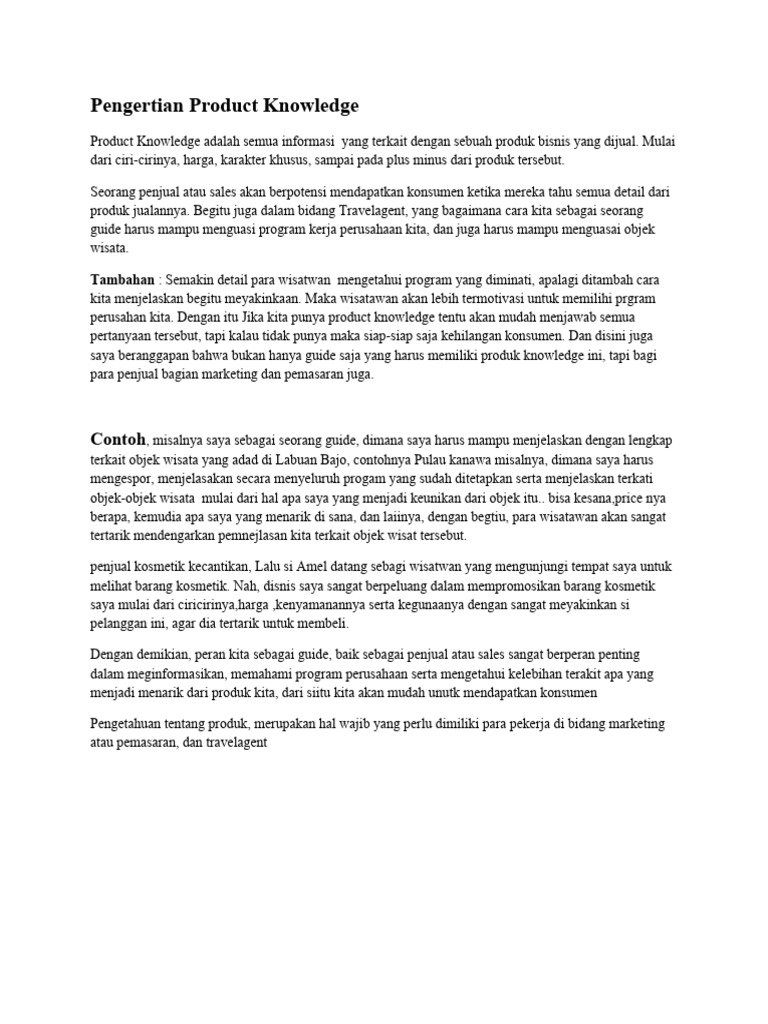 Pengertian Product Knowledge | PDF