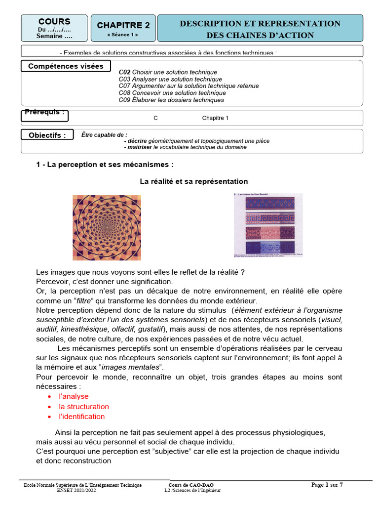 Chapitre 2 - Séance 1 - Description Et Représentation Des Chaînes D'action - Doc Prof1 | PDF ...