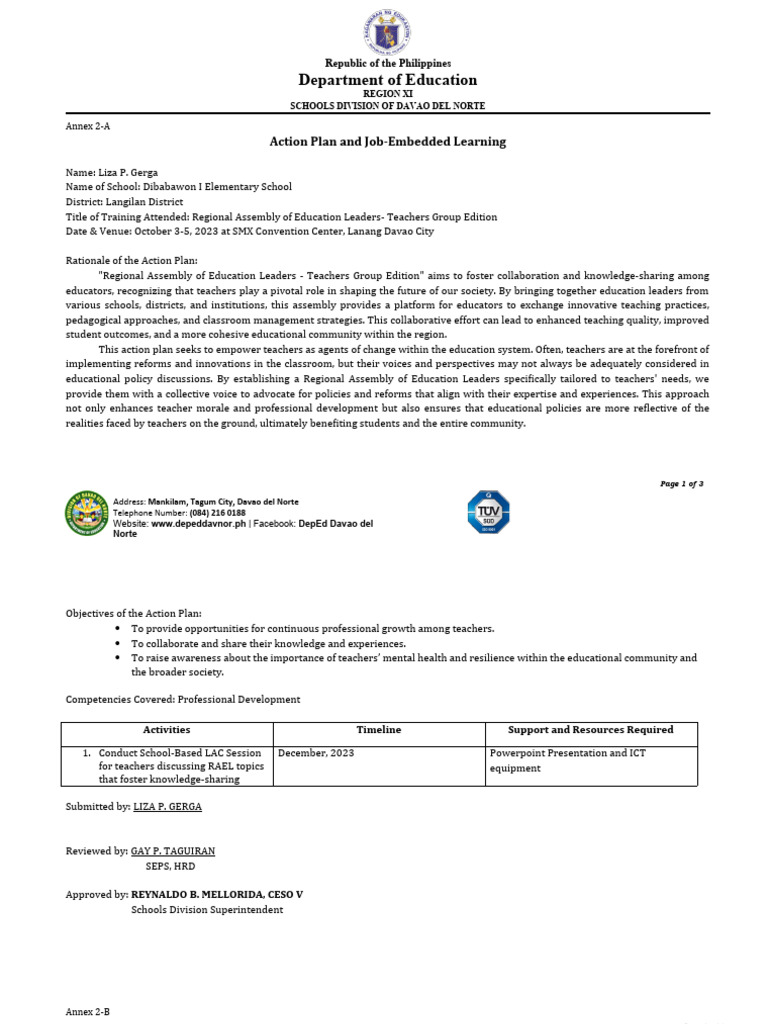 Rael Liza 2021 Annex 2a 2b 2c M&e Capb | PDF