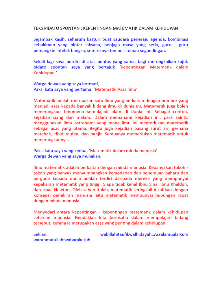 Teks Pidato Spontan | PDF | Ilmu Sosial