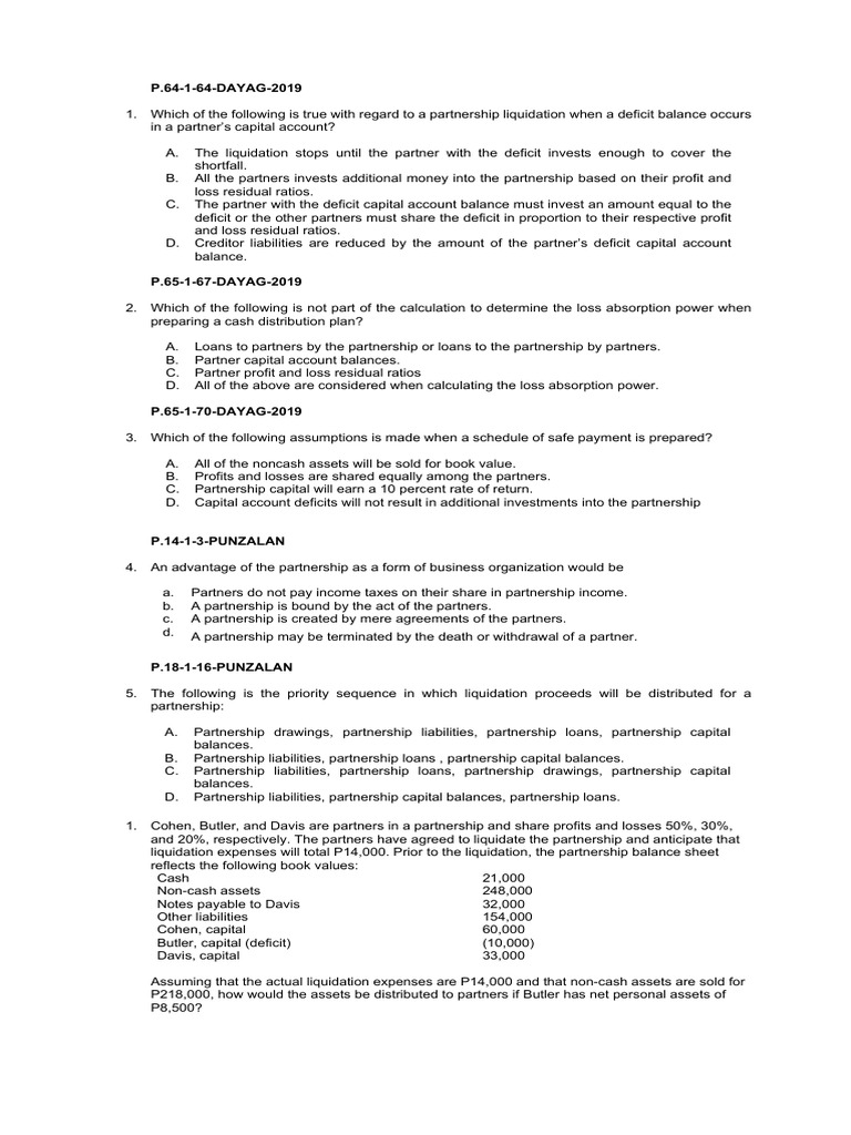 Corporate Liquidation Exercises | PDF