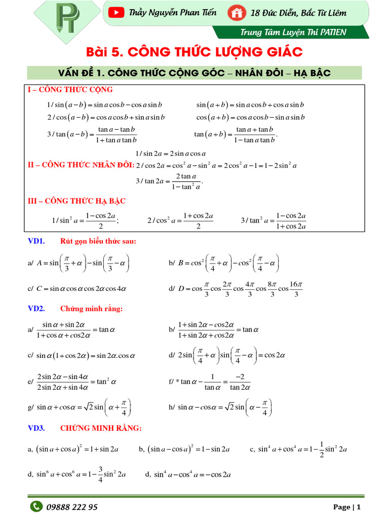 Công TH C T NG Thành Tích - Tích Thành T NG | PDF