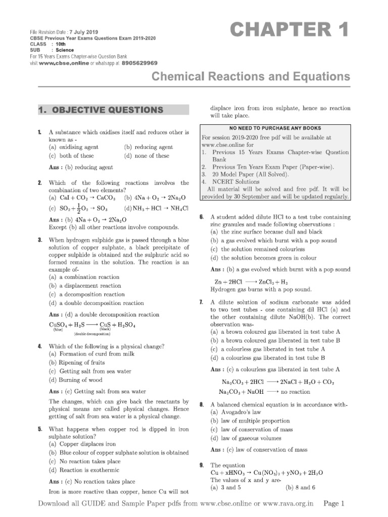 Chemical Reactions | PDF