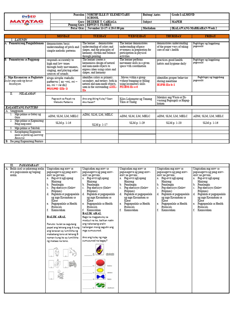 DLL Mapeh Q2 W2 | PDF