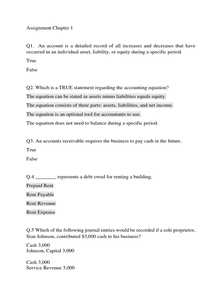 Assignement Chapter 1 | PDF