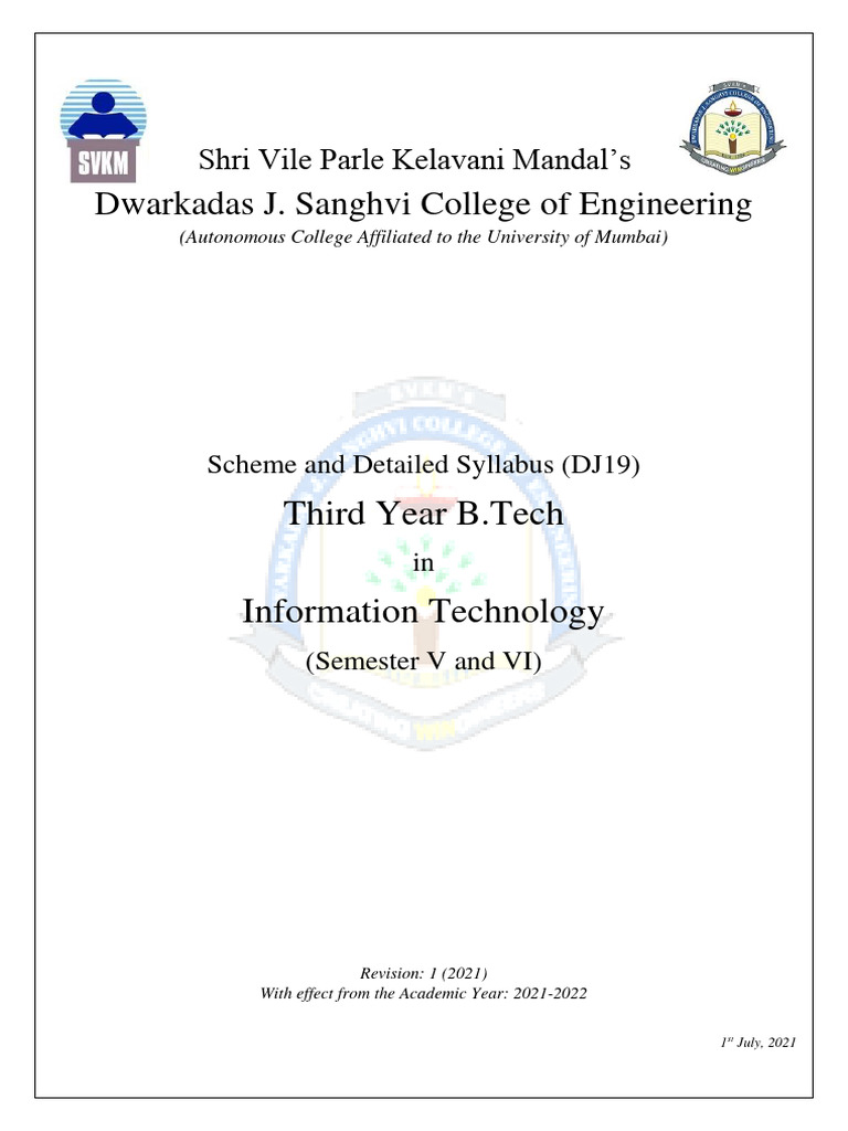 TY B.Tech IT Autonomous Scheme and Syllabus Revised | PDF