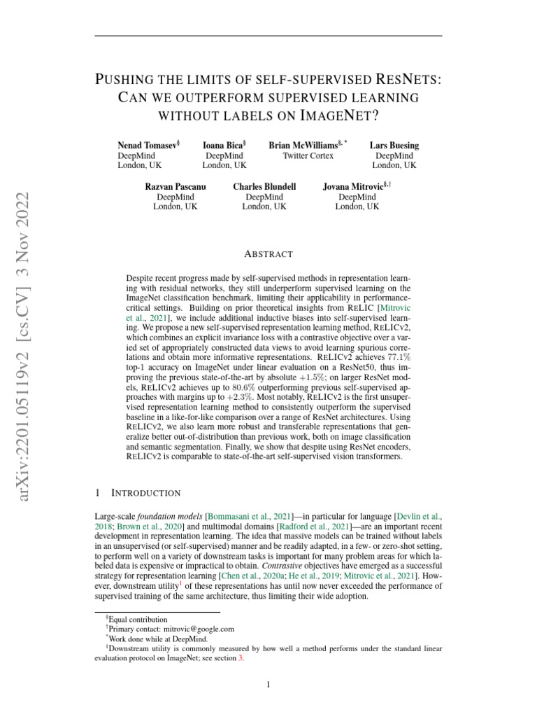 Pushing The Limits of Self-Supervised Resnets - Can We Outperform Supervised Learning Without ...