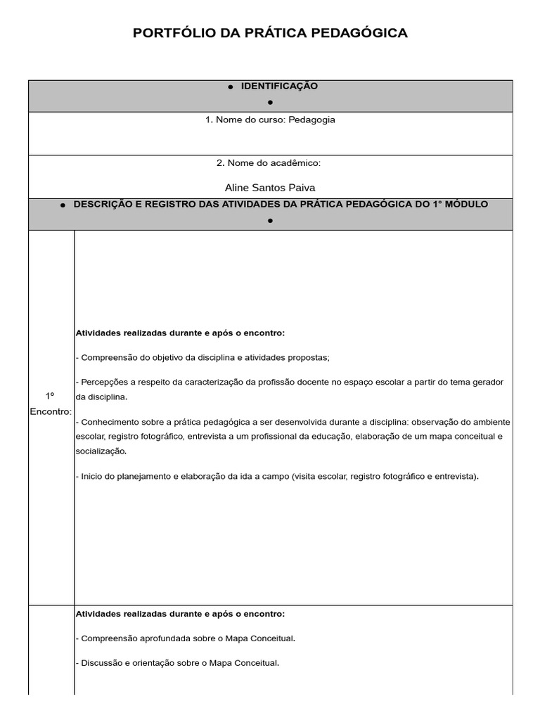 Modelo de Portfólio Da Prática Interdisciplinar - Doc 2 | PDF