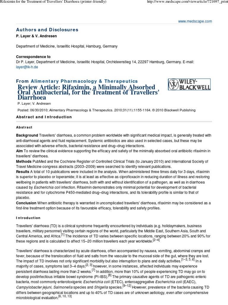 Rifaximin For The Treatment of TD | PDF | Antibiotics | Diarrhea