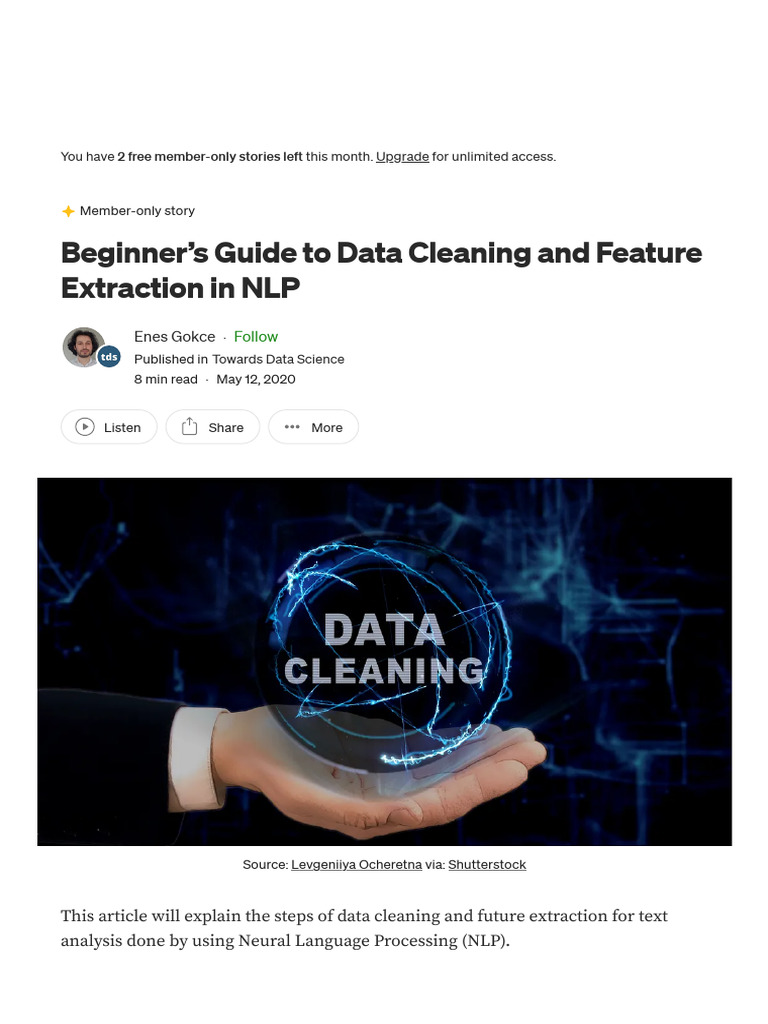 Beginner's Guide To Data Cleaning and Feature Extraction in NLP - by ... Beginner's Guide To Data Cleaning and Feature Extraction in NLP - by ...